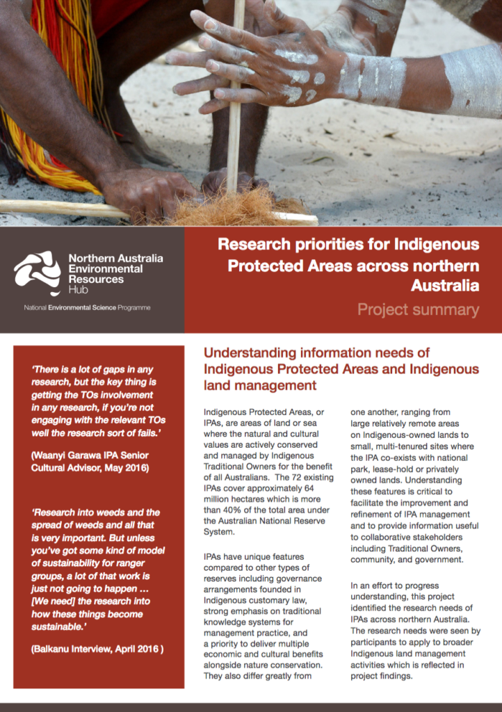 Research priorities for Indigenous Protected Areas across northern ...
