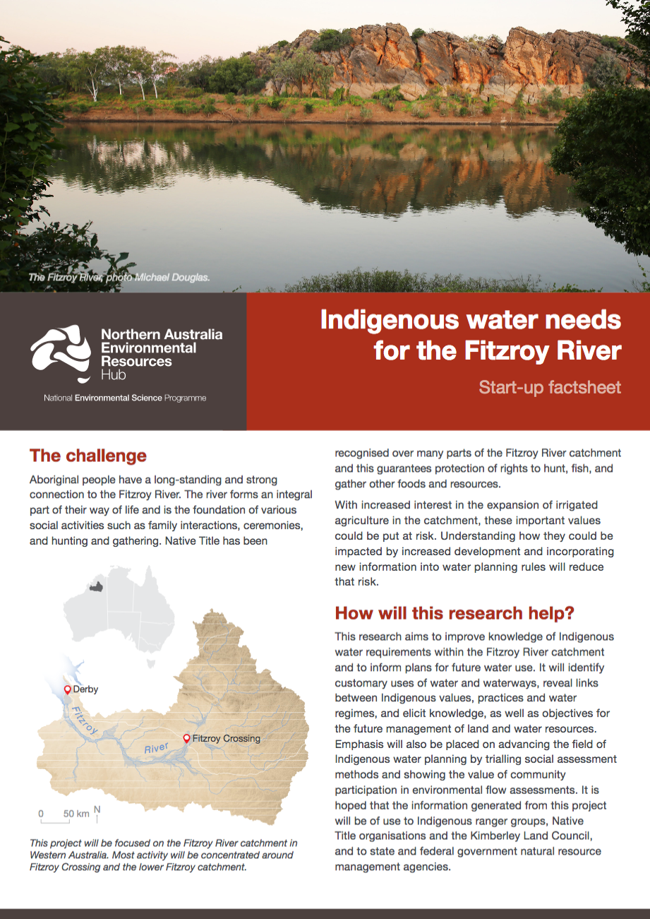 Indigenous water needs for the Fitzroy River catchment (start-up ...