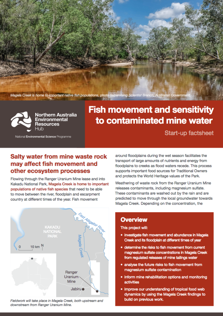 Fish movement and sensitivity to contaminated mine water (start-up ...