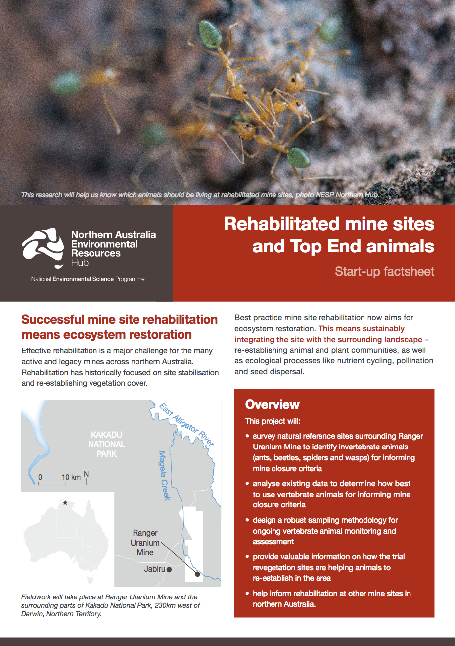 Rehabilitated mine sites and Top End animals (start-up factsheet ...
