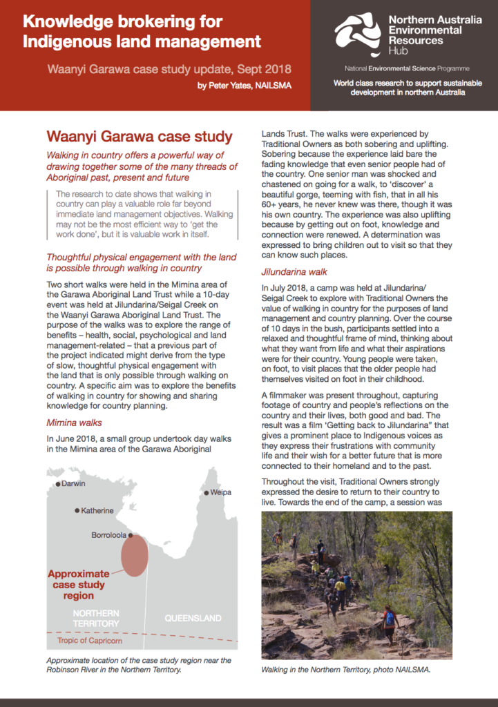 Knowledge brokering for Indigenous land management (Waanyi Garawa case ...