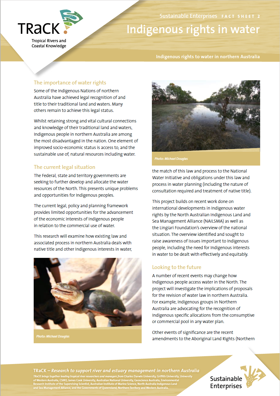 Indigenous rights to water in northern Australia - NESP Resilient ...