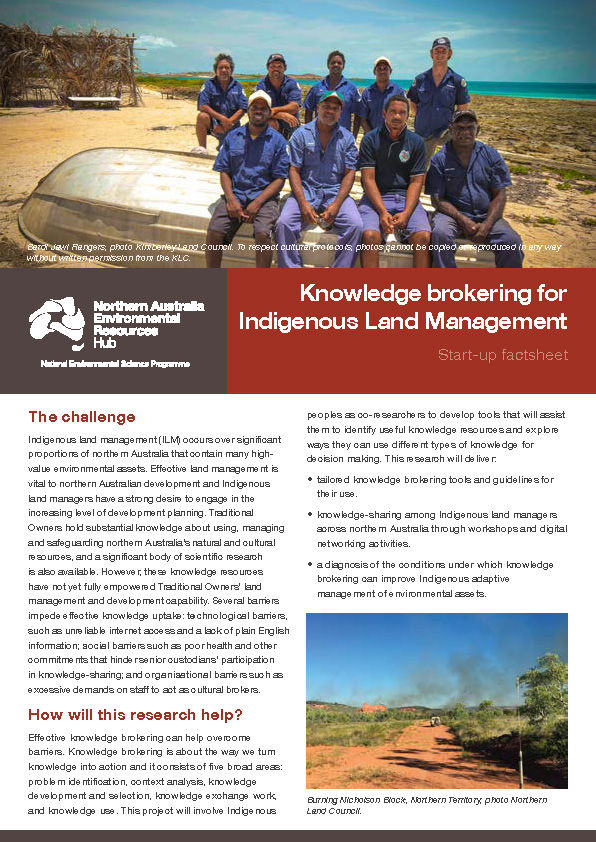 Knowledge brokering for Indigenous Land Management (start-up factsheet ...