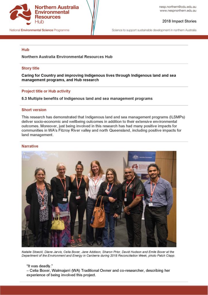 Multiple benefits of Indigenous land and sea management programs