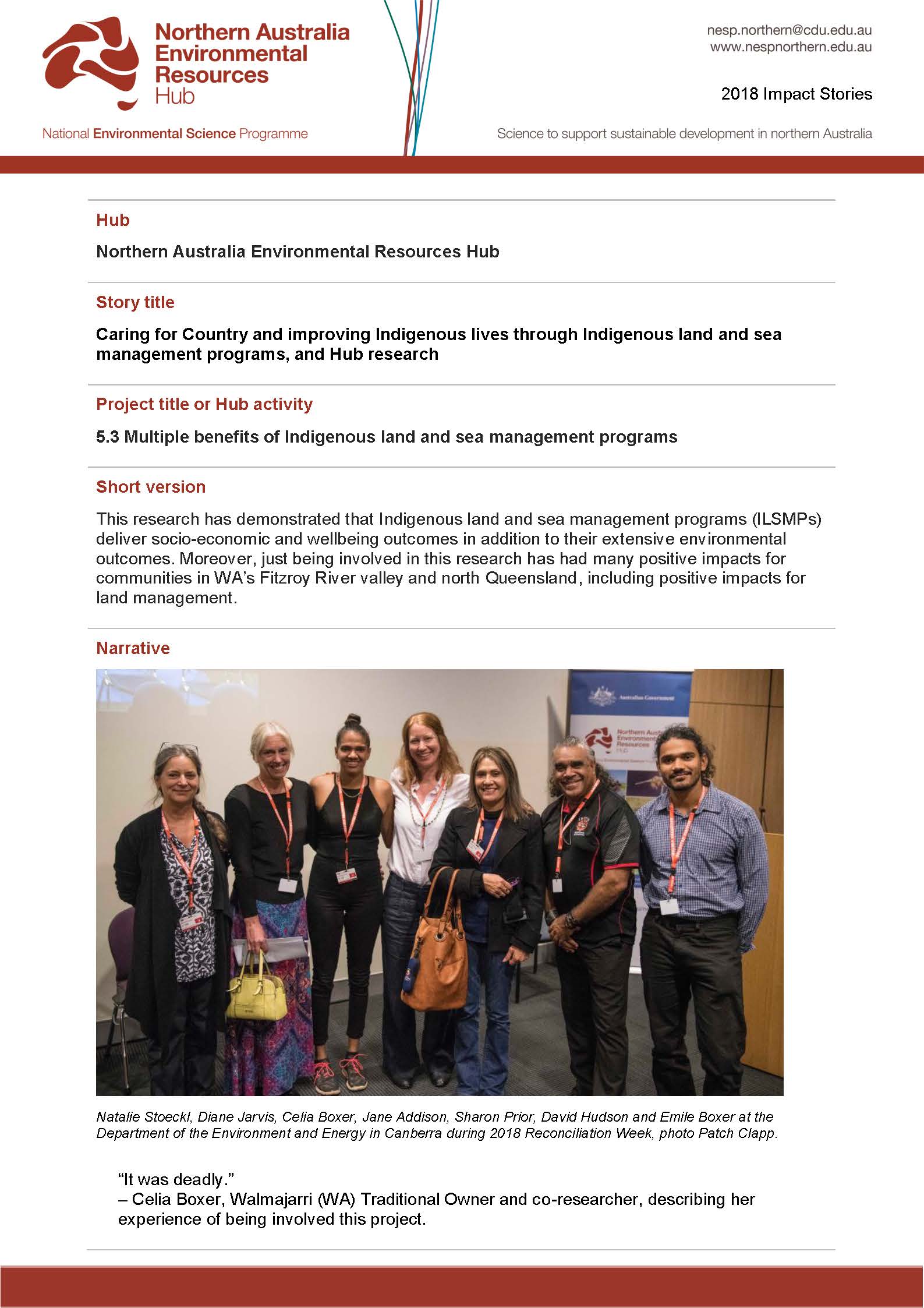 Caring for Country and improving Indigenous lives through Indigenous ...