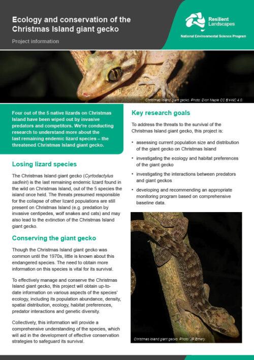 Ecology and conservation of the Christmas Island giant gecko (info ...