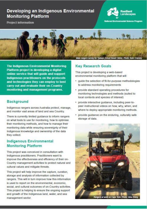 Developing an Indigenous environmental monitoring platform - NESP ...