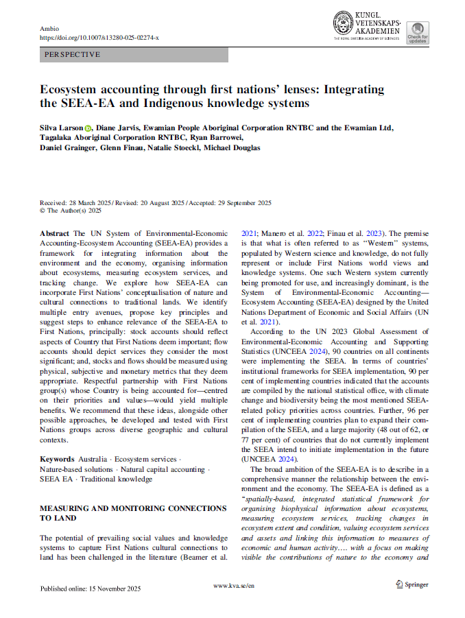 Ecosystem accounting through first nations’ lenses: Integrating the ...